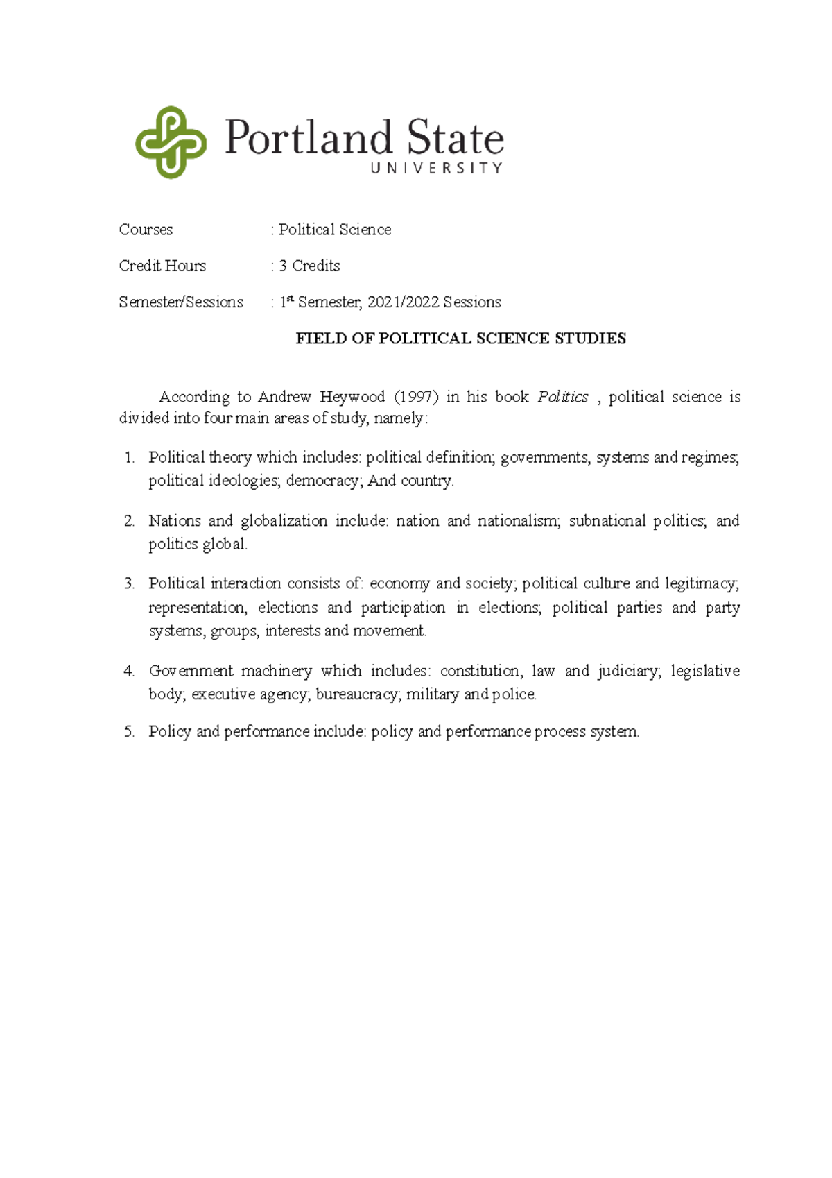 Political Science - Field Of Political Science Studies - Courses ...