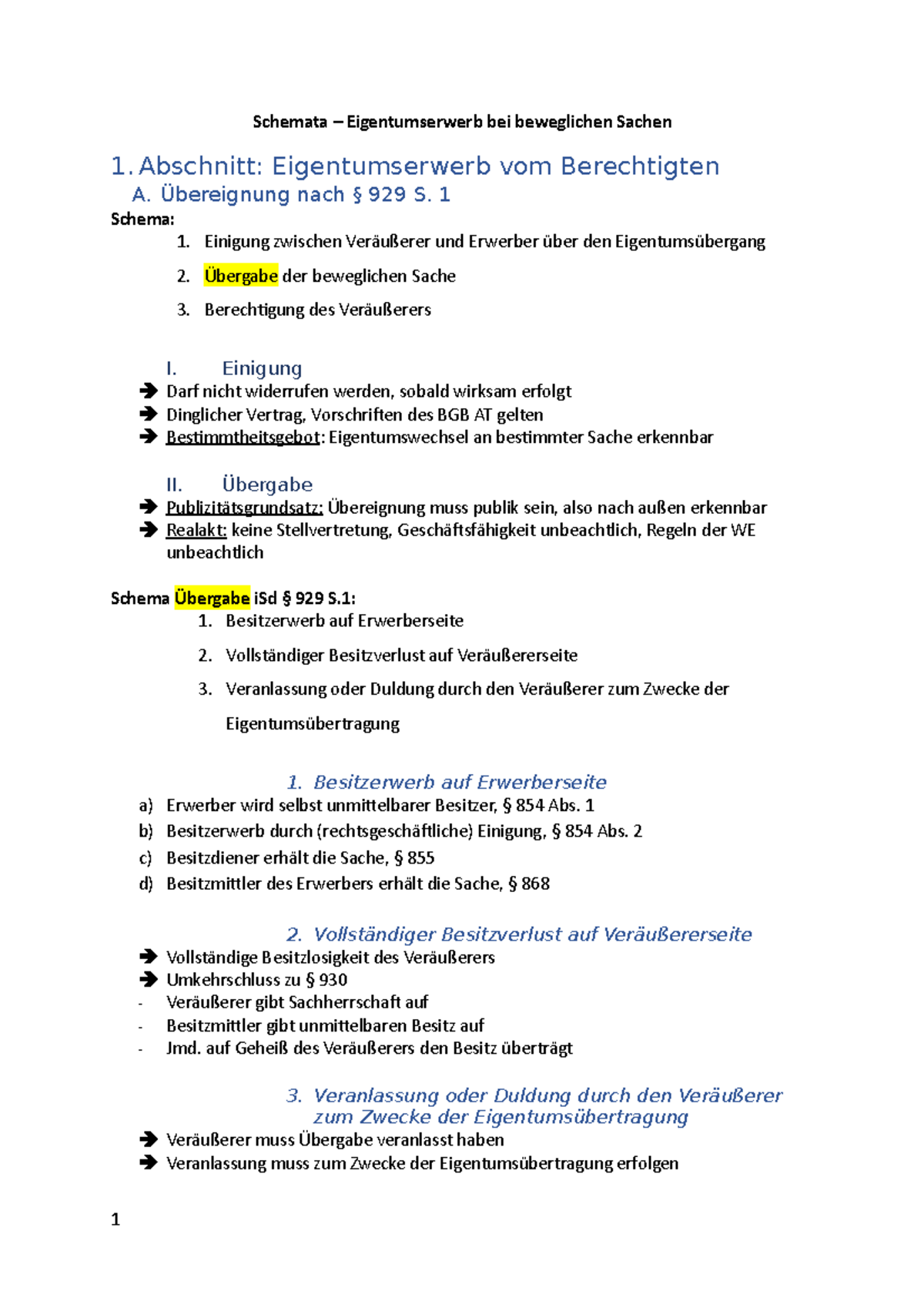 Schemata-Eigentumserwerb bei beweglichen Sachen - Schemata ...