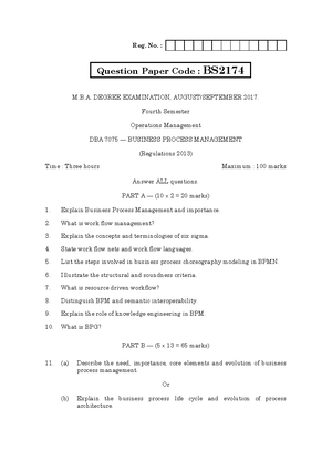 BA4204 Operations Management - Studocu