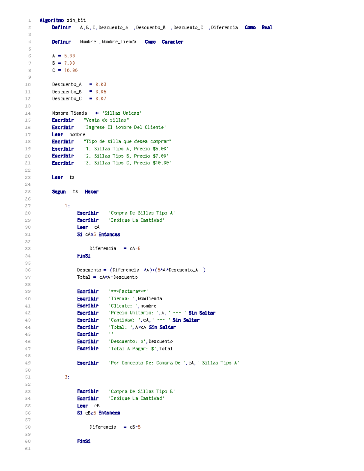 Printing Problema 3 de programacion algoritmo 2021 - 1 Algoritmo sin ...
