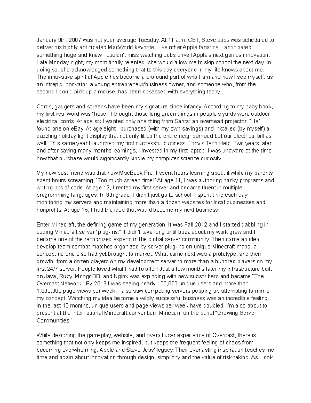 Dms - Book Copy with Response - January 9th, 2007 was not your average Tuesday. At 11 a. CST ...