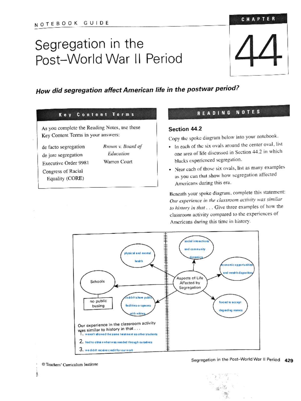 tci-chap 44-notebook guide-segregation in post ww2 era - Studocu