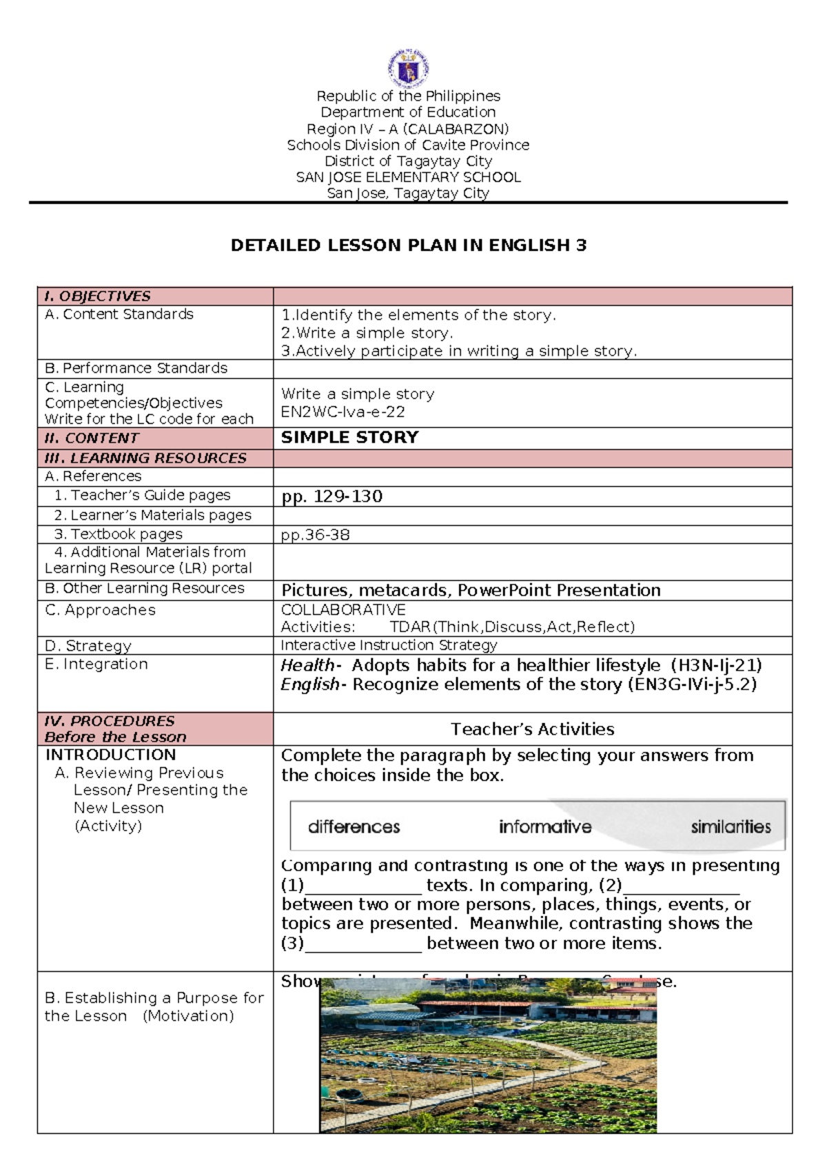 Detailed Lesson PLAN IN English 3 December 11 2023 - Republic of the ...
