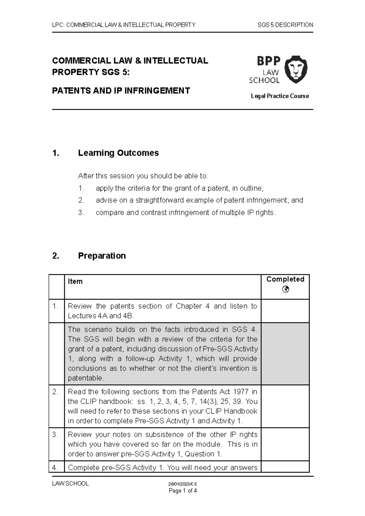 CLIP SGS 5 Description 2023 - LPC: COMMERCIAL LAW & INTELLECTUAL ...