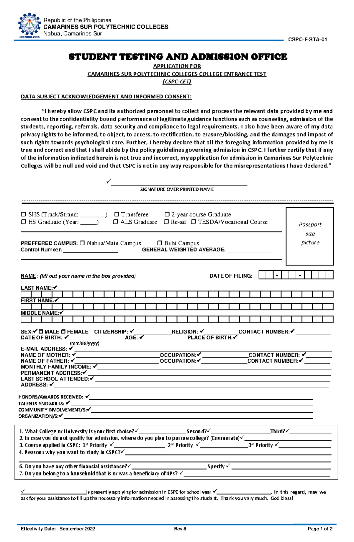 1. Application for CSPC-CET (Rev 8) - Republic of the Philippines ...