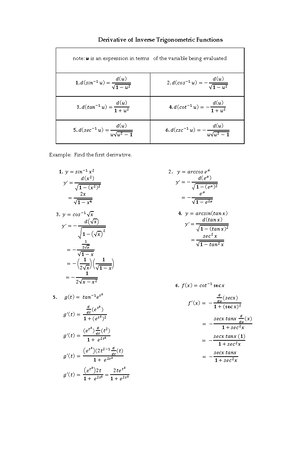 M5 Derivatives of other Transcendental Functions - M5: Derivatives of ...