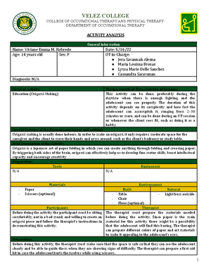 Group 2 BSOT-1A Extended Activity Analysis Form (Education) - VELEZ ...