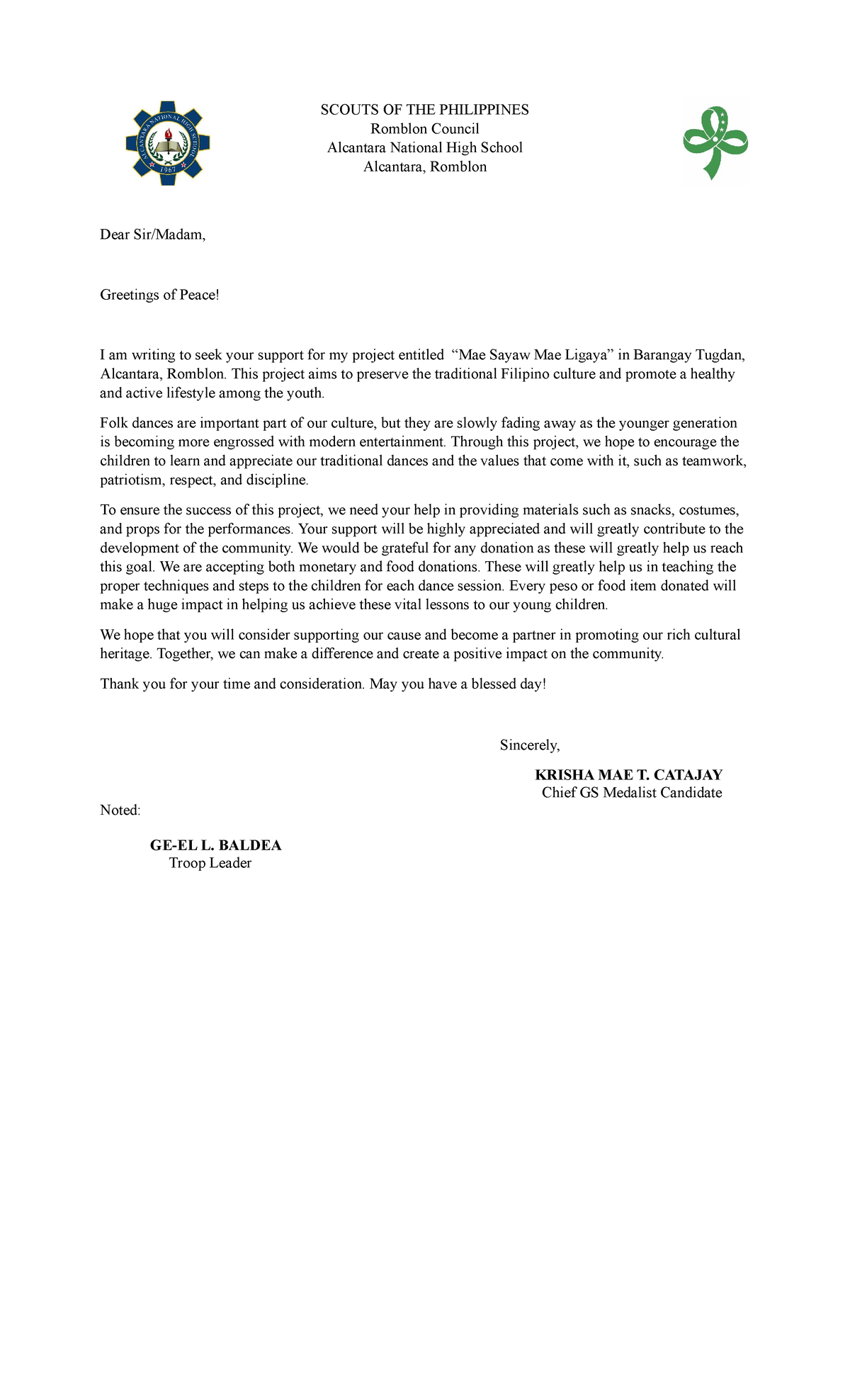 Solicitation- Letter - gsp - SCOUTS OF THE PHILIPPINES Romblon Council ...