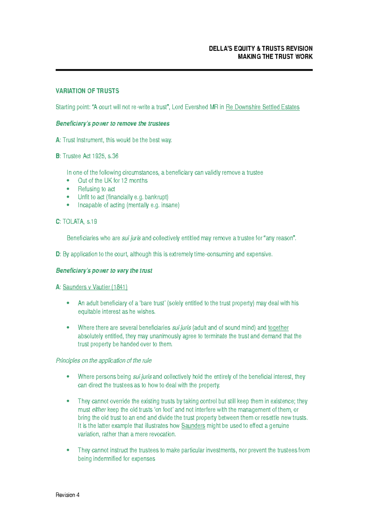 Llb equity & trusts revision notes 4 - DELLA’S EQUITY & TRUSTS REVISION ...