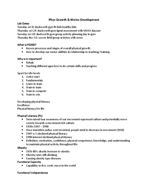 Physical Growth and Motor Development Notes - 1 Physical Growth and ...