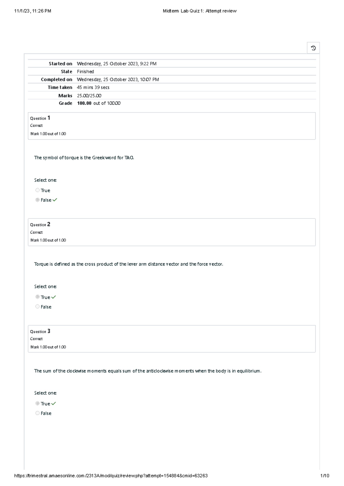 Midterm Lab Quiz 1 Attempt review - Started on Wednesday, 25 October ...