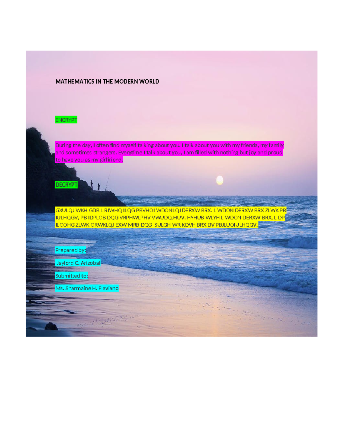 Jaylord'S Love Letter - nothing follows. - MATHEMATICS IN THE MODERN ...