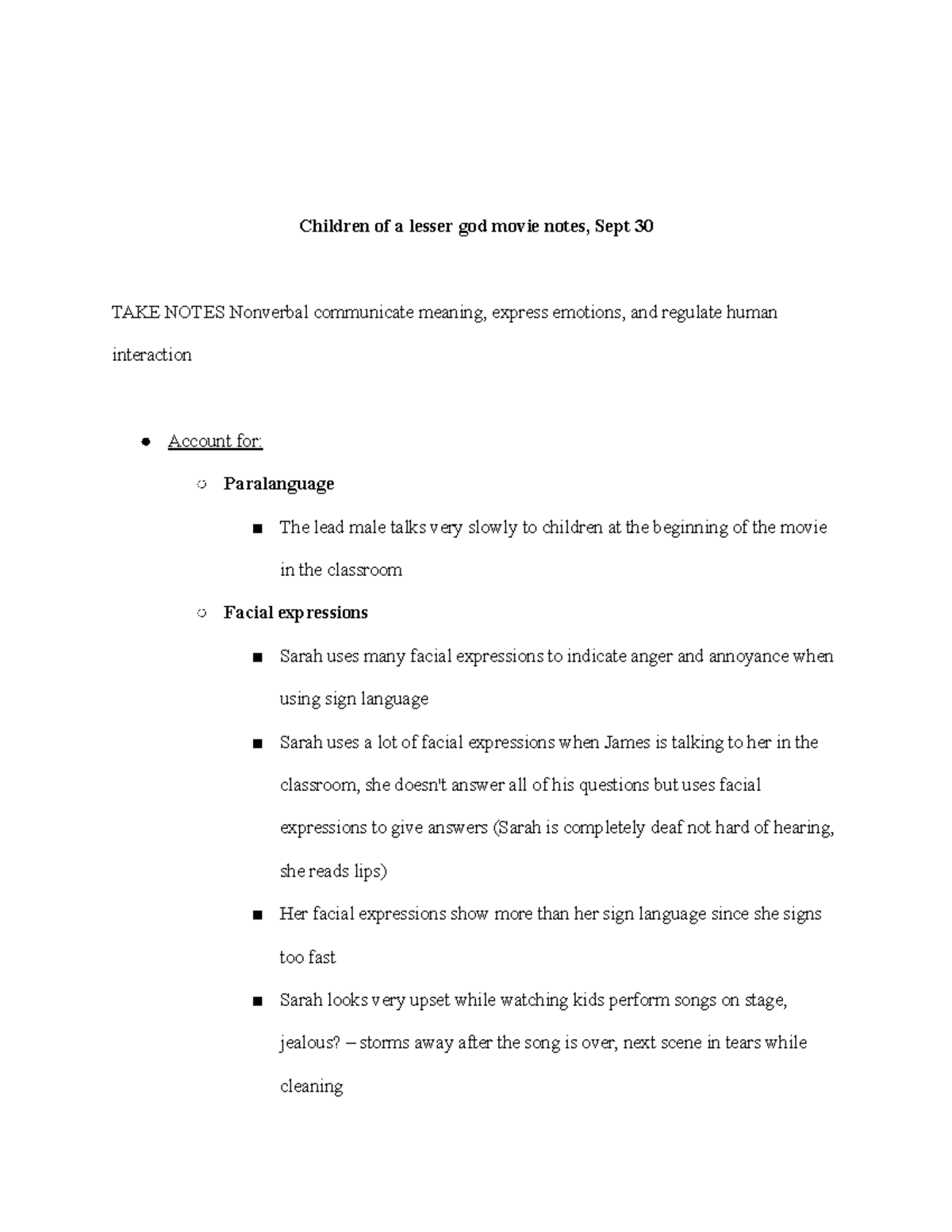 Children of a Lesser God Movie Notes - Children of a lesser god movie ...