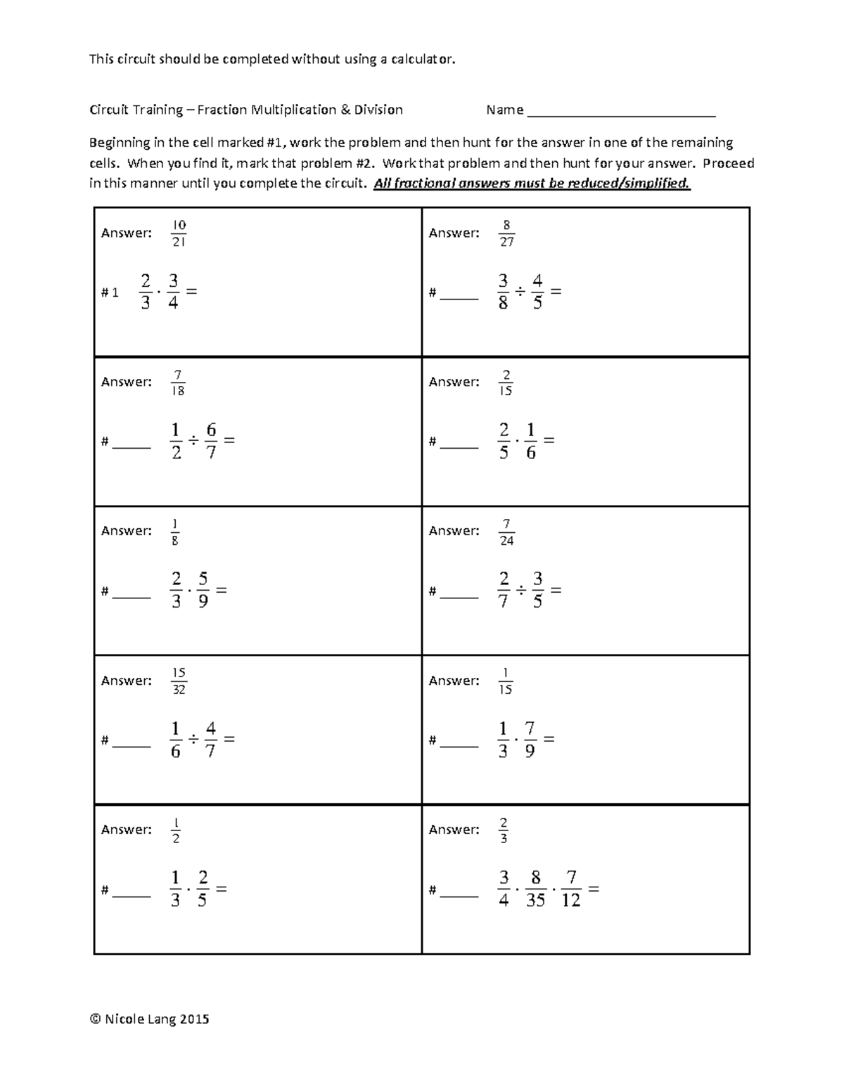 Circuit Training Multiplication Divisionof Fractions Review-1 - This ...