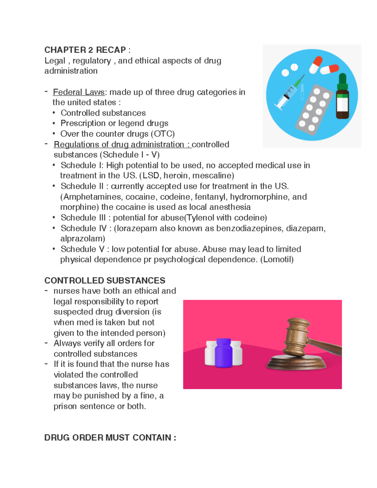Chp 2 pharm - CHAPTER 2 RECAP : Legal , regulatory , and ethical ...