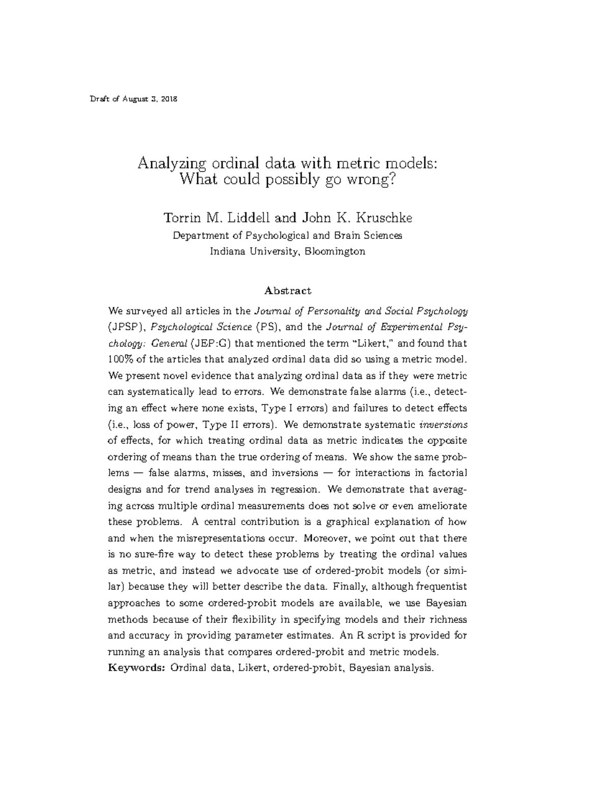 Ordinal Data - Used this in a research paper - Draft of August 3, 2018 ...