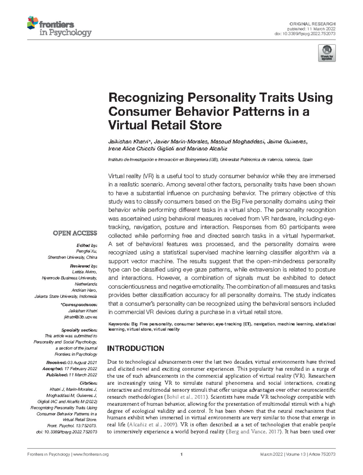 Recognizing Personality Traits Using Consumer Behavior Patterns in a ...