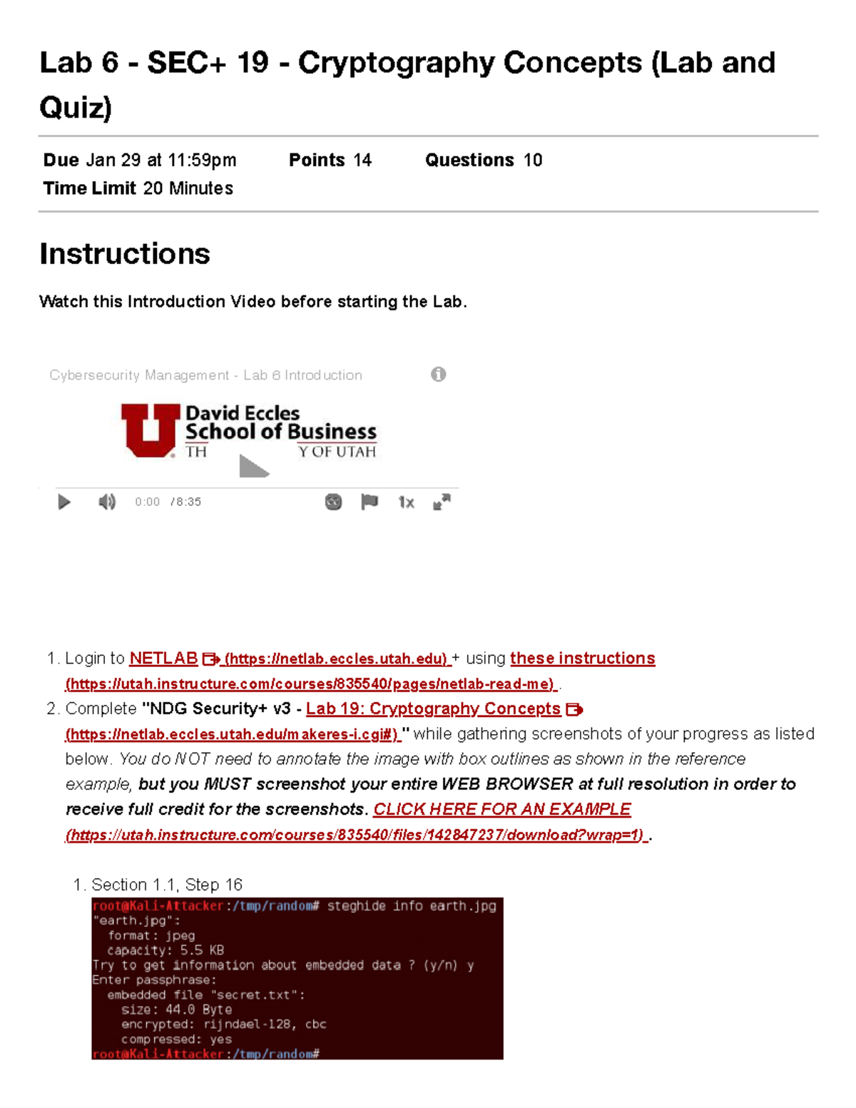 Lab 6 - SEC+ 19 - Cryptography Concepts (Lab and Quiz) IS 6570-091 ...