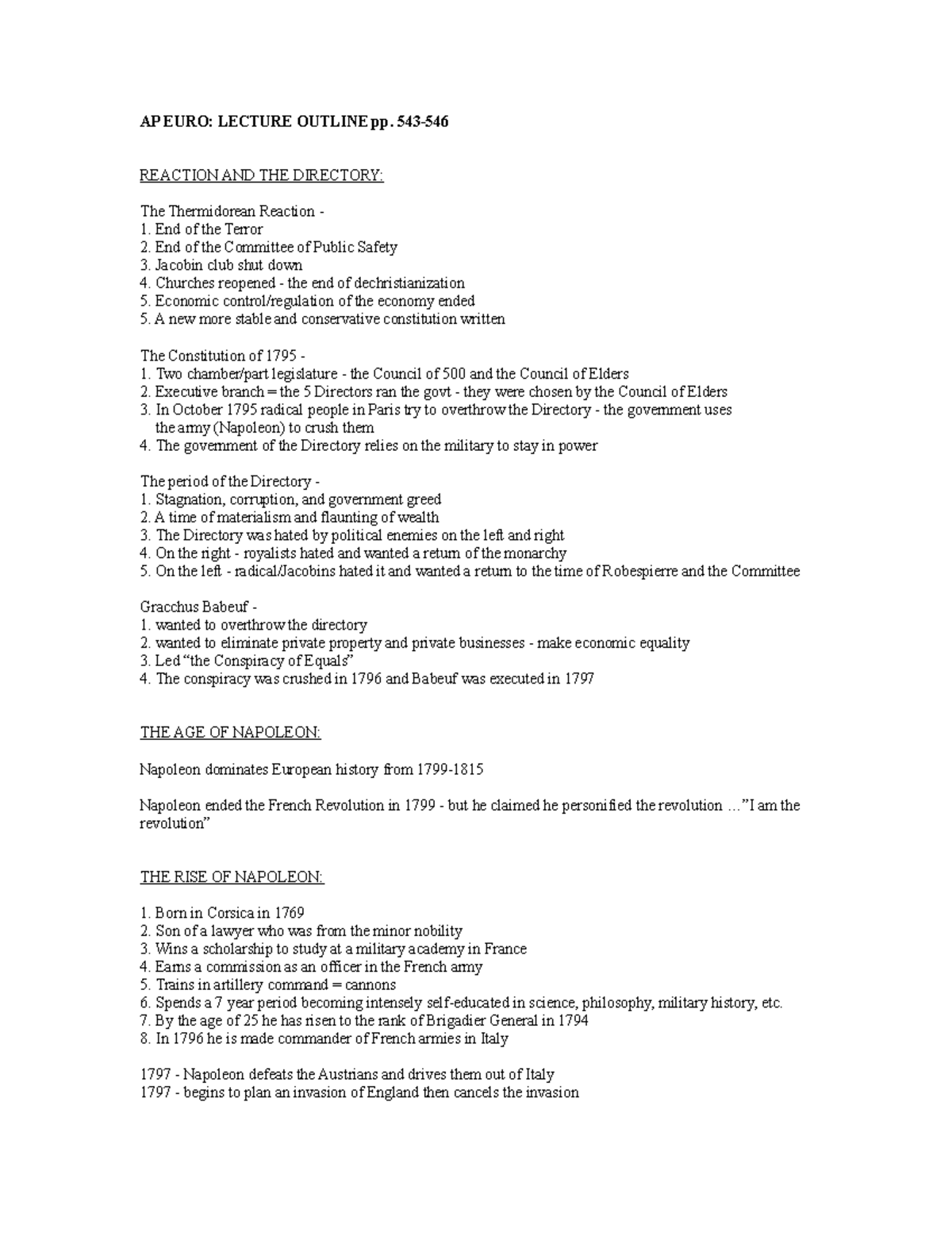 AP EURO - Lecture Outline 19-5 pp 543-546 - AP EURO: LECTURE OUTLINE pp ...