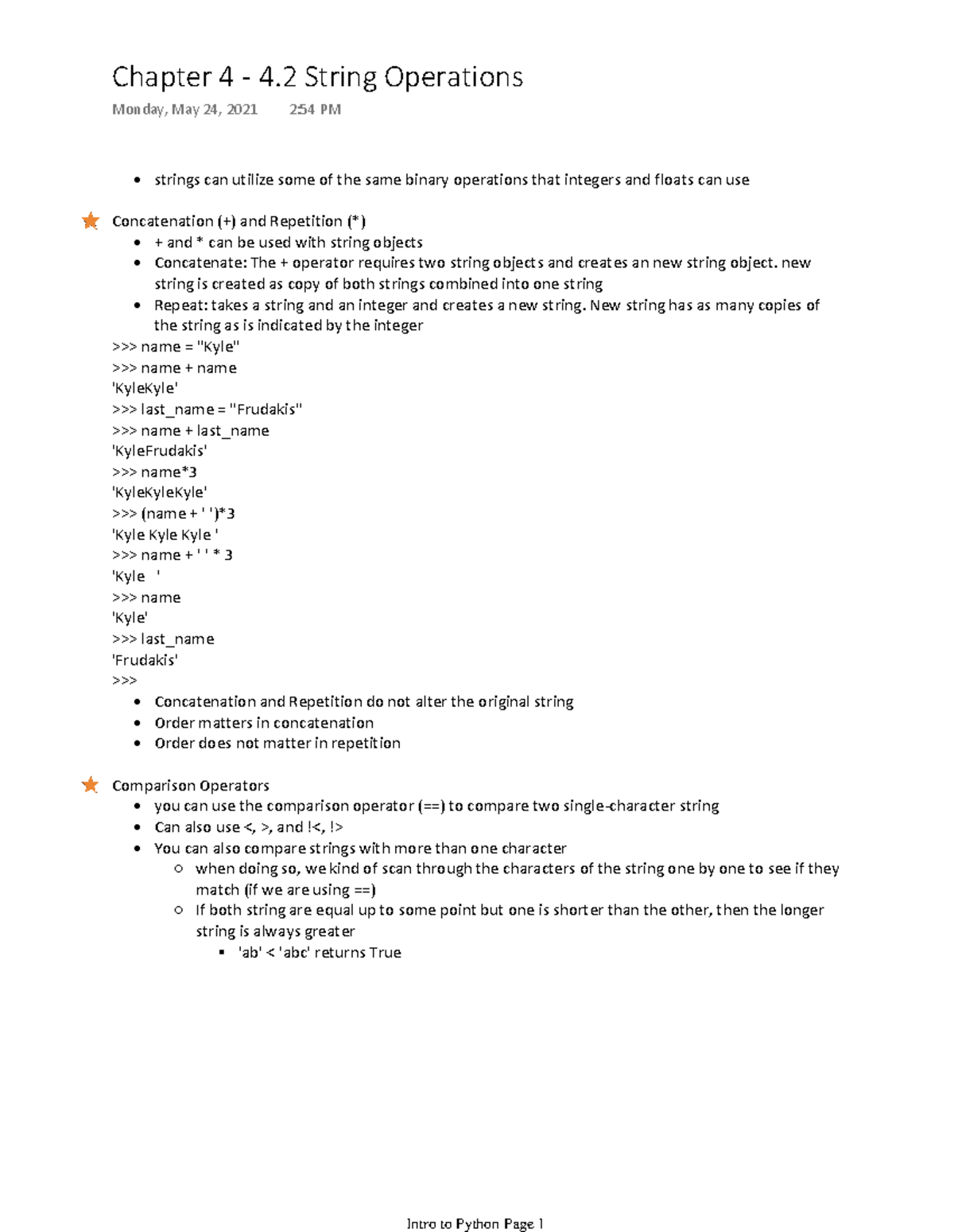 Chapter 4 - 4.2 String Operations - strings can utilize some of the ...