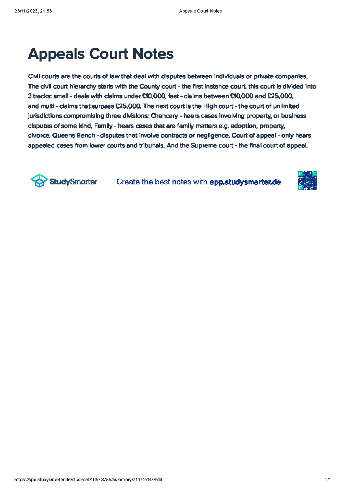 Appeals Court Notes - Essay - 23/11/2023, 21:53 Appeals Court Notes ...