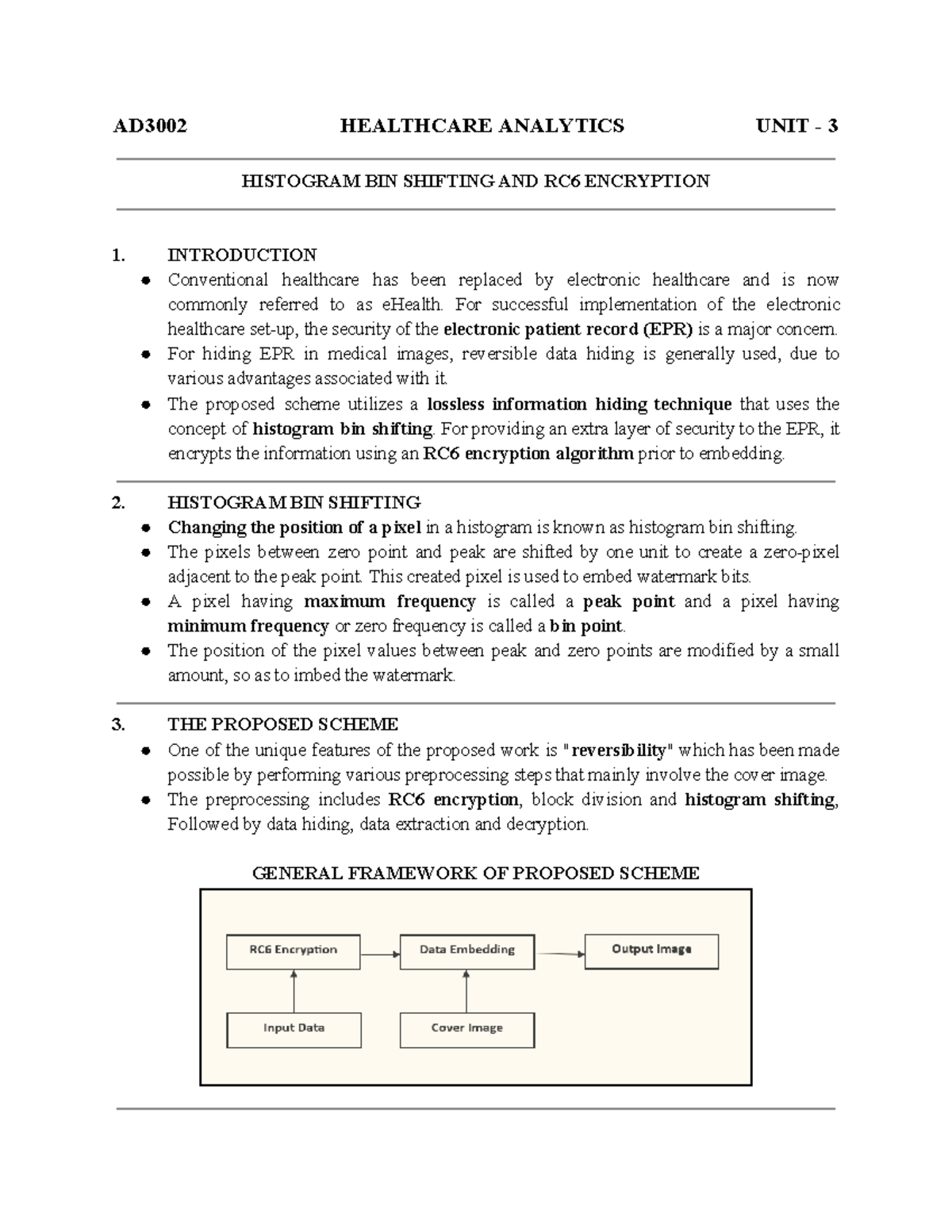 HCA UNIT 3 - RC6 Encryption - AD3002 HEALTHCARE ANALYTICS UNIT - 3 ...