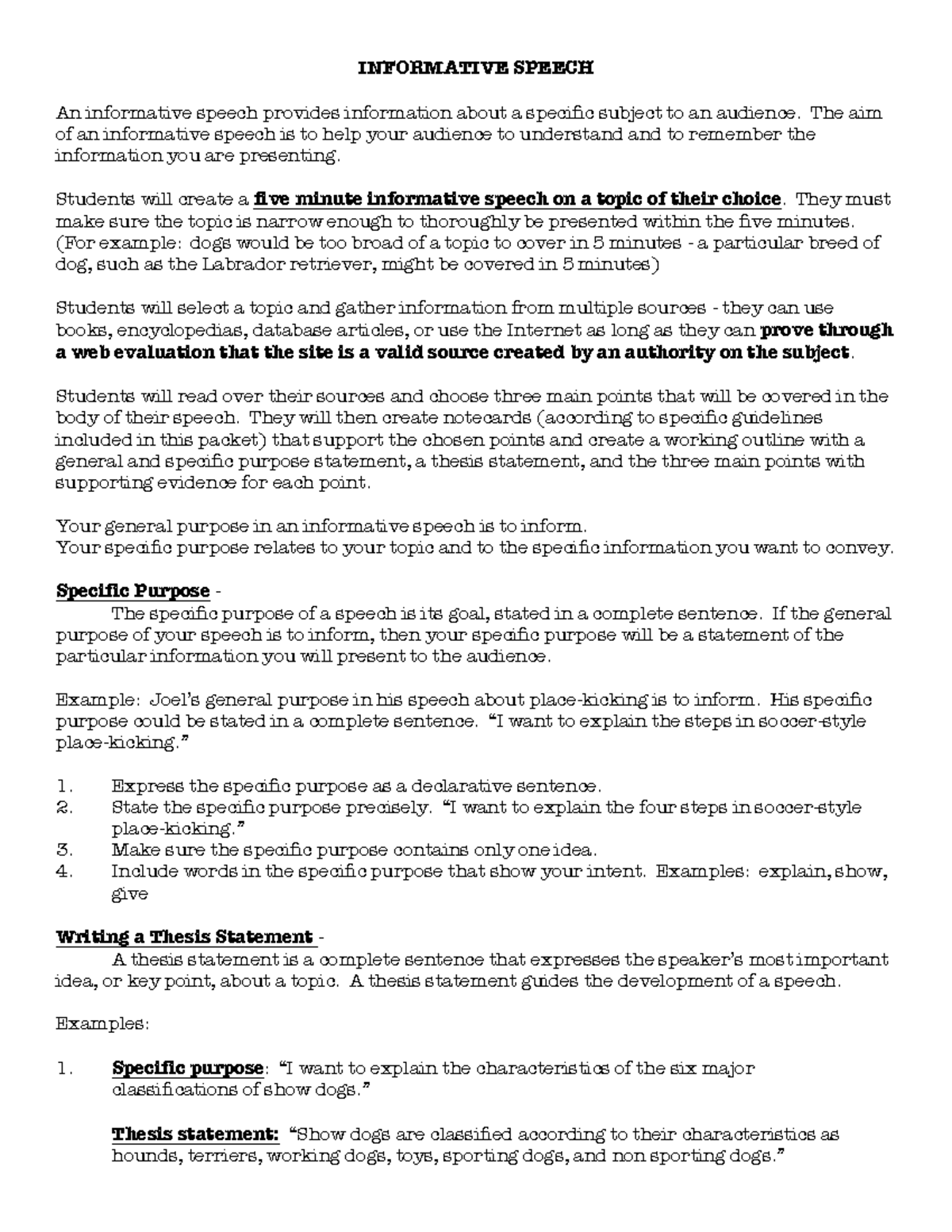 Informative Speech - INFORMATIVE SPEECH An informative speech provides ...