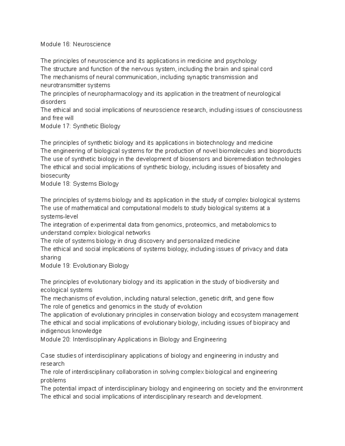 Interdisciplinary Biology for Engineering and Physical Sciences (3,0 ...