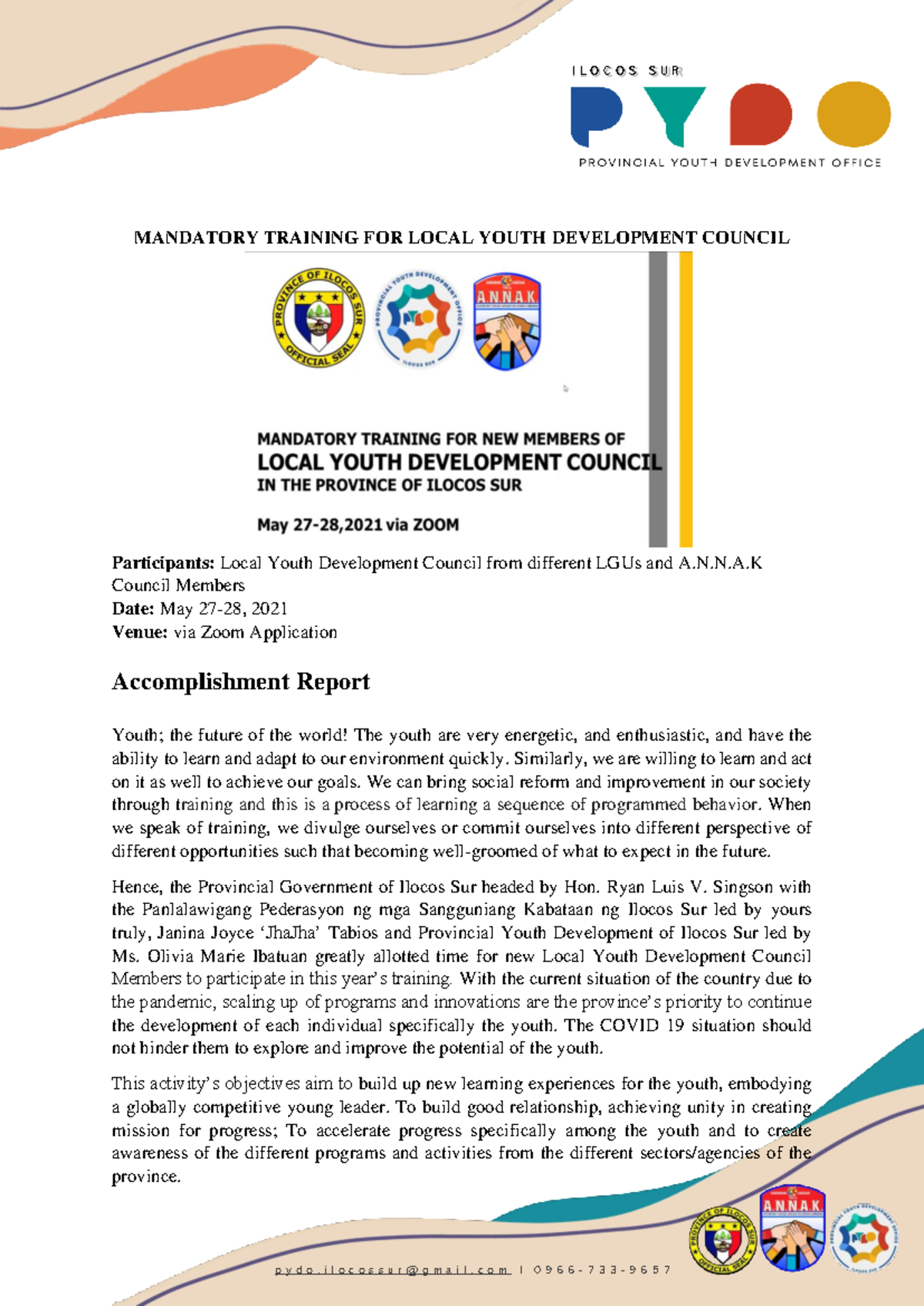 Mandatory Training for Youth Organizations - MANDATORY TRAINING FOR ...