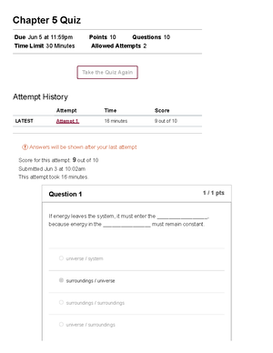 Chapter 4 Quiz CHM 113 General Chemistry I (2024 Summer A) - Chapter 4 ...