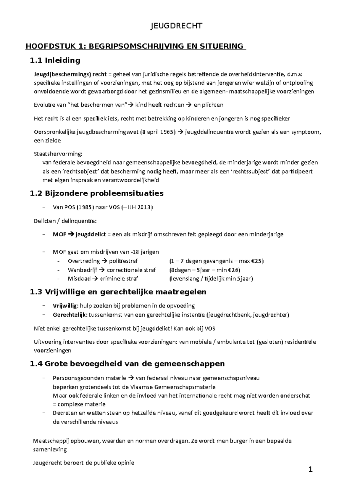 Jeugdrecht- Definitief - HOOFDSTUK 1: BEGRIPSOMSCHRIJVING EN SITUERING ...