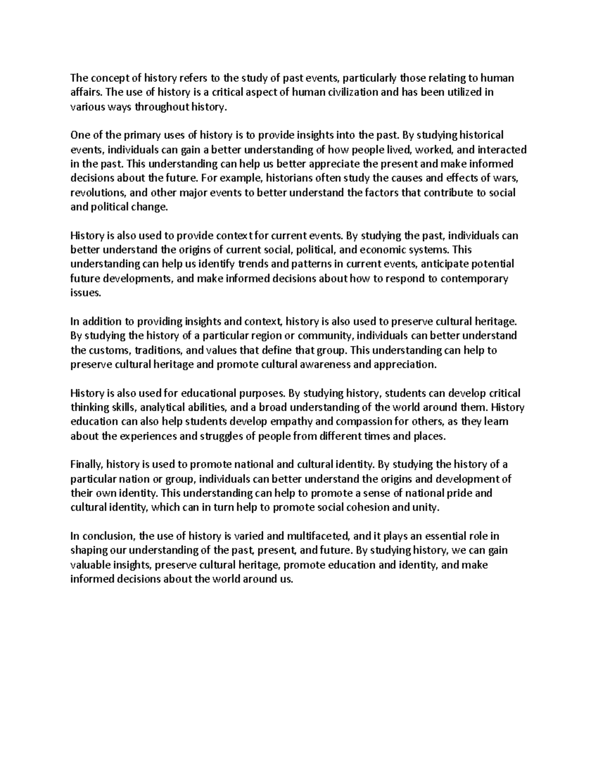 USA history - n.a - The concept of history refers to the study of past ...