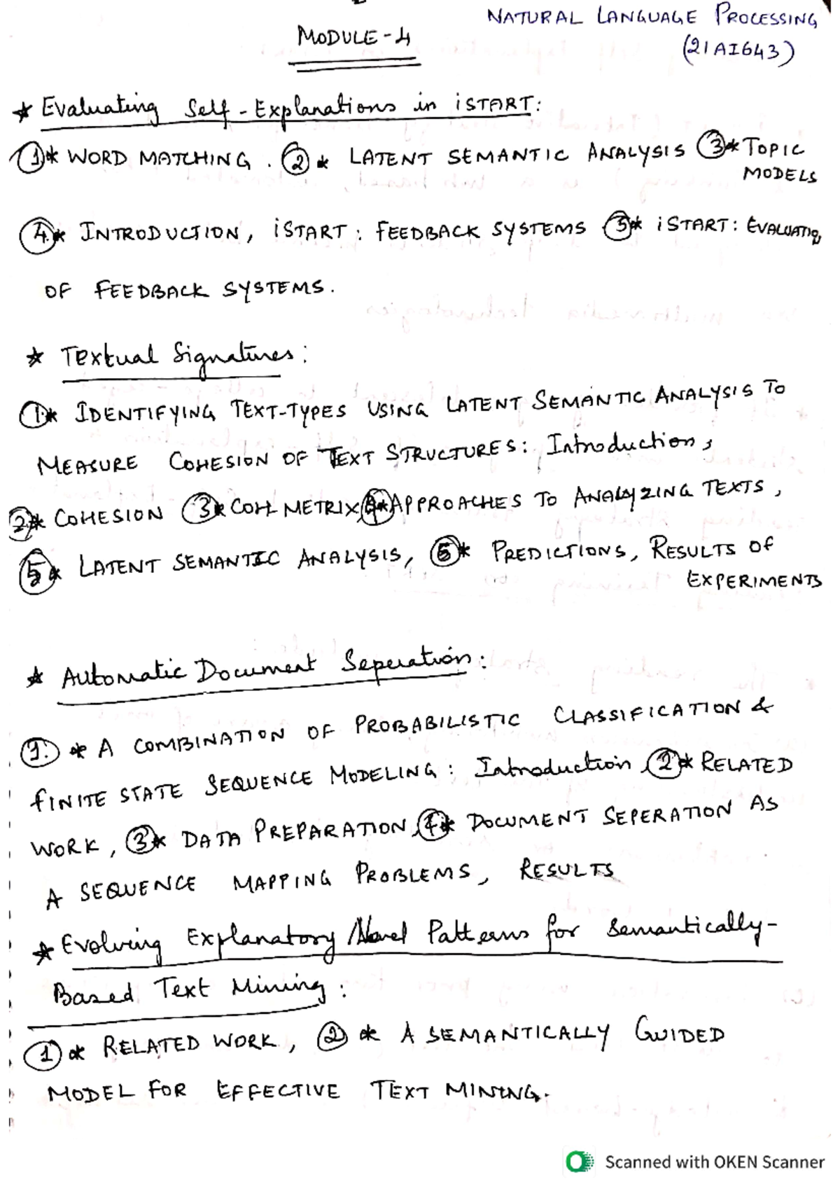 NLP MOD 4 till LSA - Nlp module 4 notes - NATURAL LANGUAGE PROCESSING 4 ...