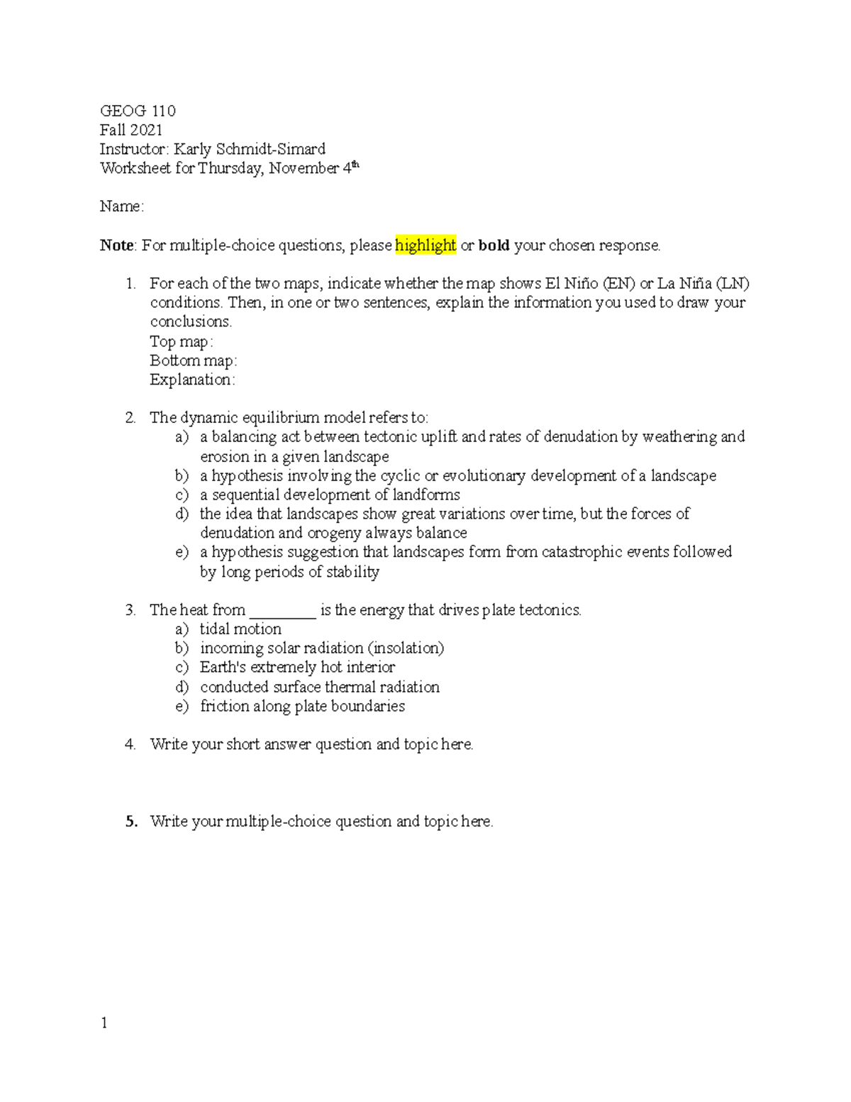 GEOG 110 Worksheet - Thursday, November 4 - GEOG 110 Fall 2021 ...