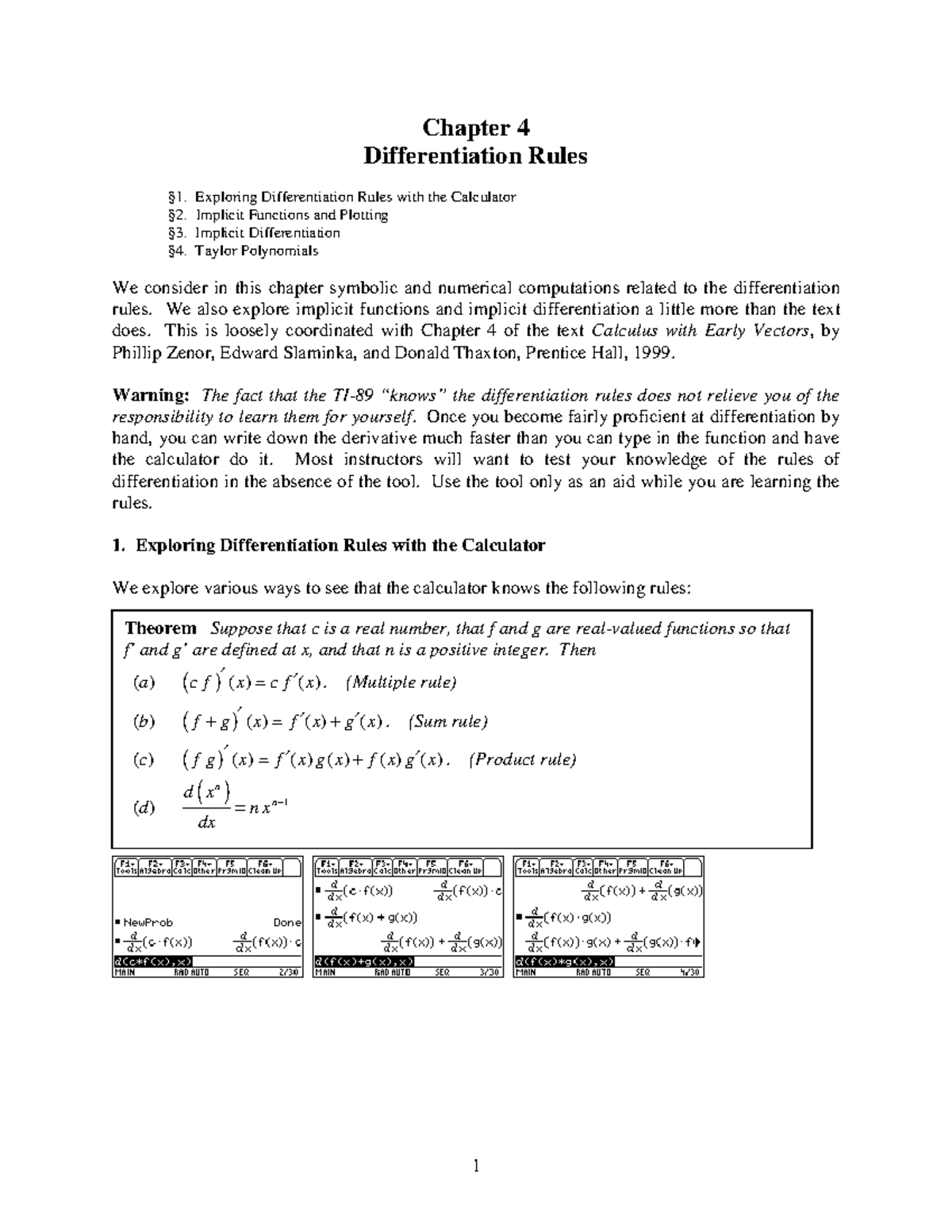 Math 1700 tutorial 4 - Chapter 4 Differentiation Rules §1. Exploring ...