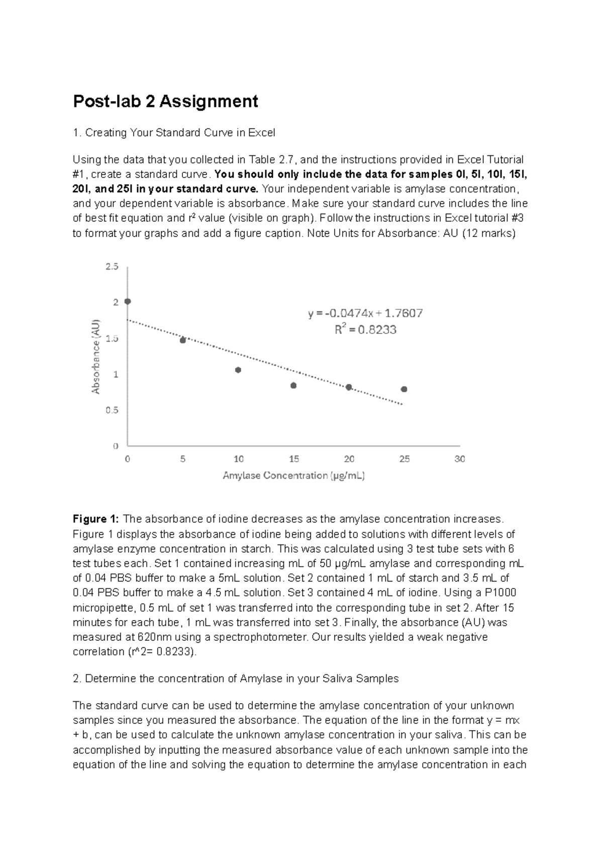 Brappapapp posty lab - Post lab for 2nd bio lab - Post-lab 2 Assignment Creating Your Standard ...