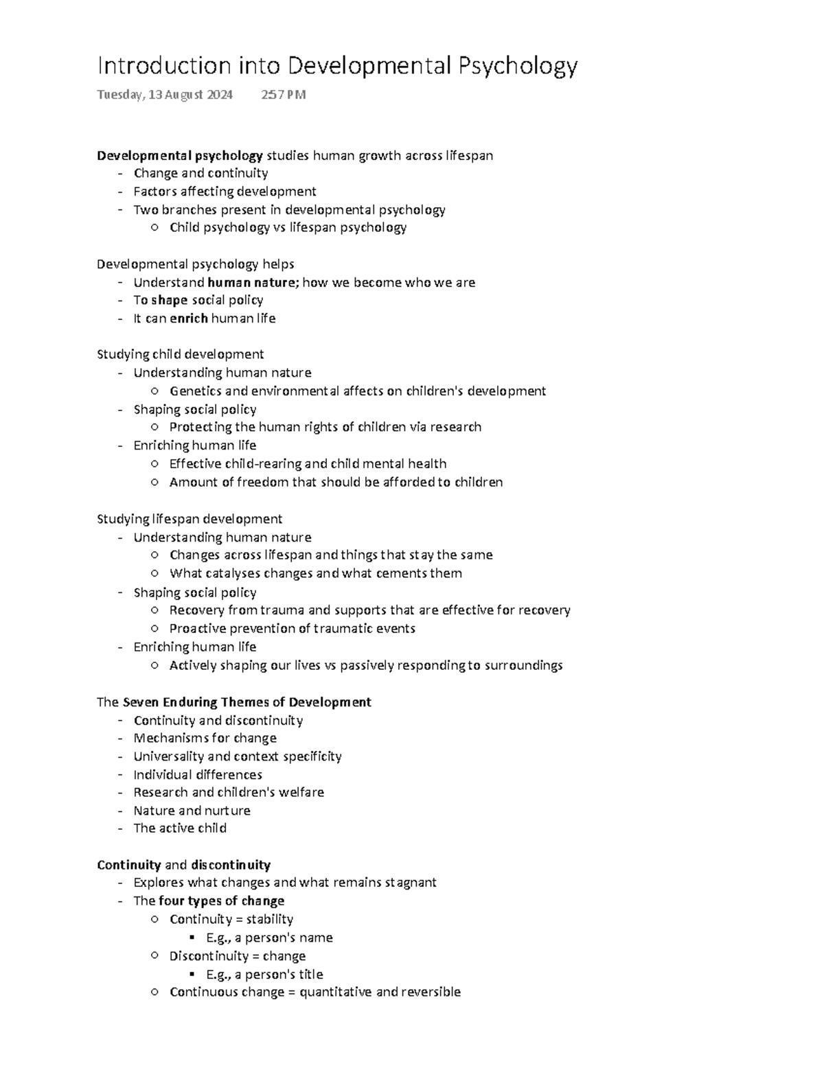 Congitive psych 2024 updated for exam - Developmental psychology ...