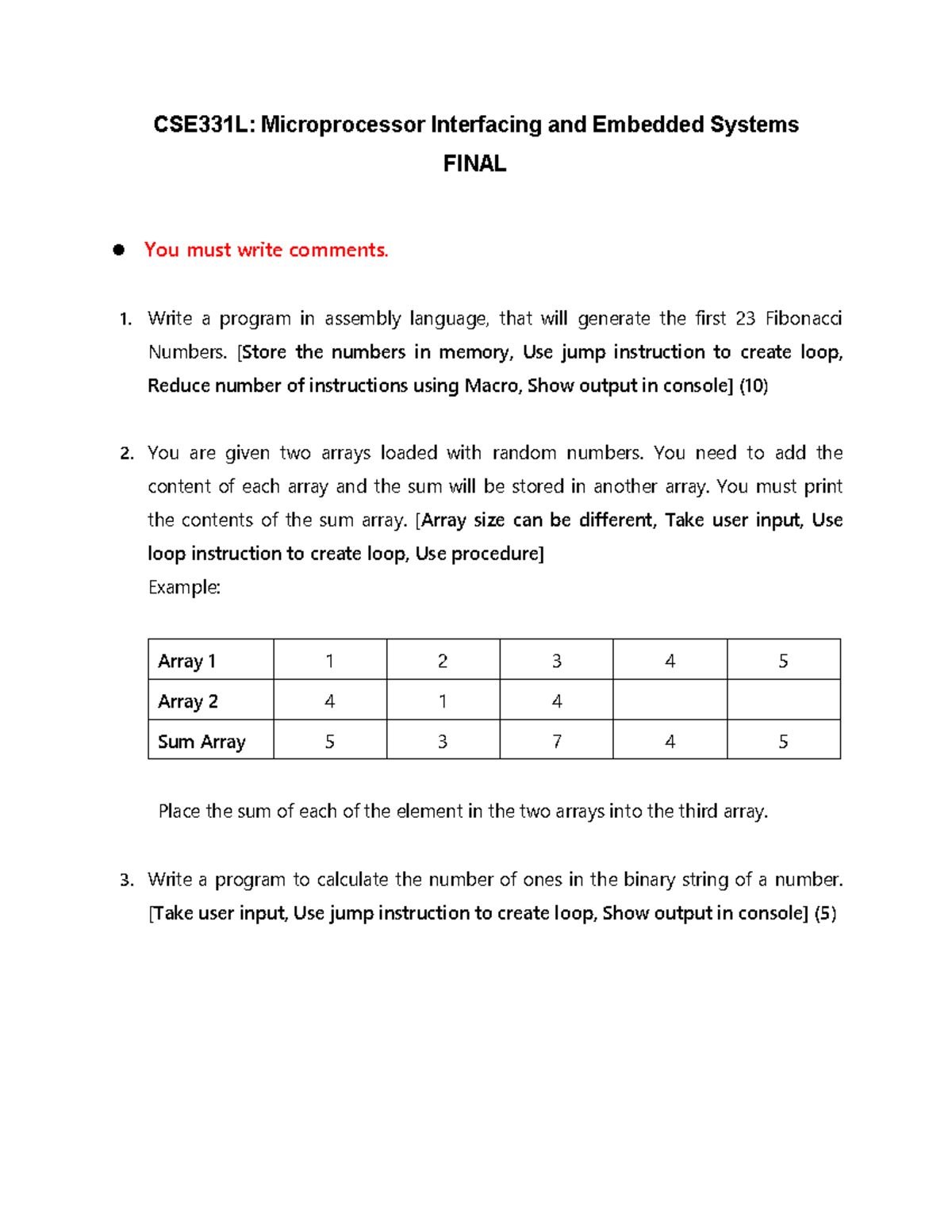 Final-3250 - Final quastion of lab - CSE331L: Microprocessor Interfacing and Embedded Systems ...