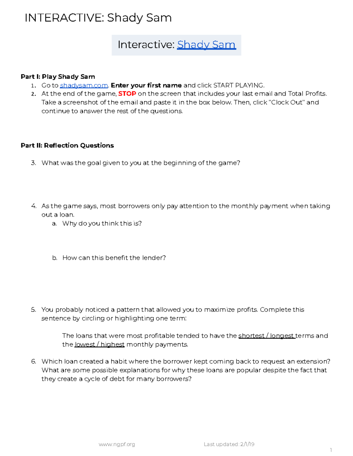 Interactive Shady Sam - finance - INTERACTIVE: Shady Sam Interactive ...