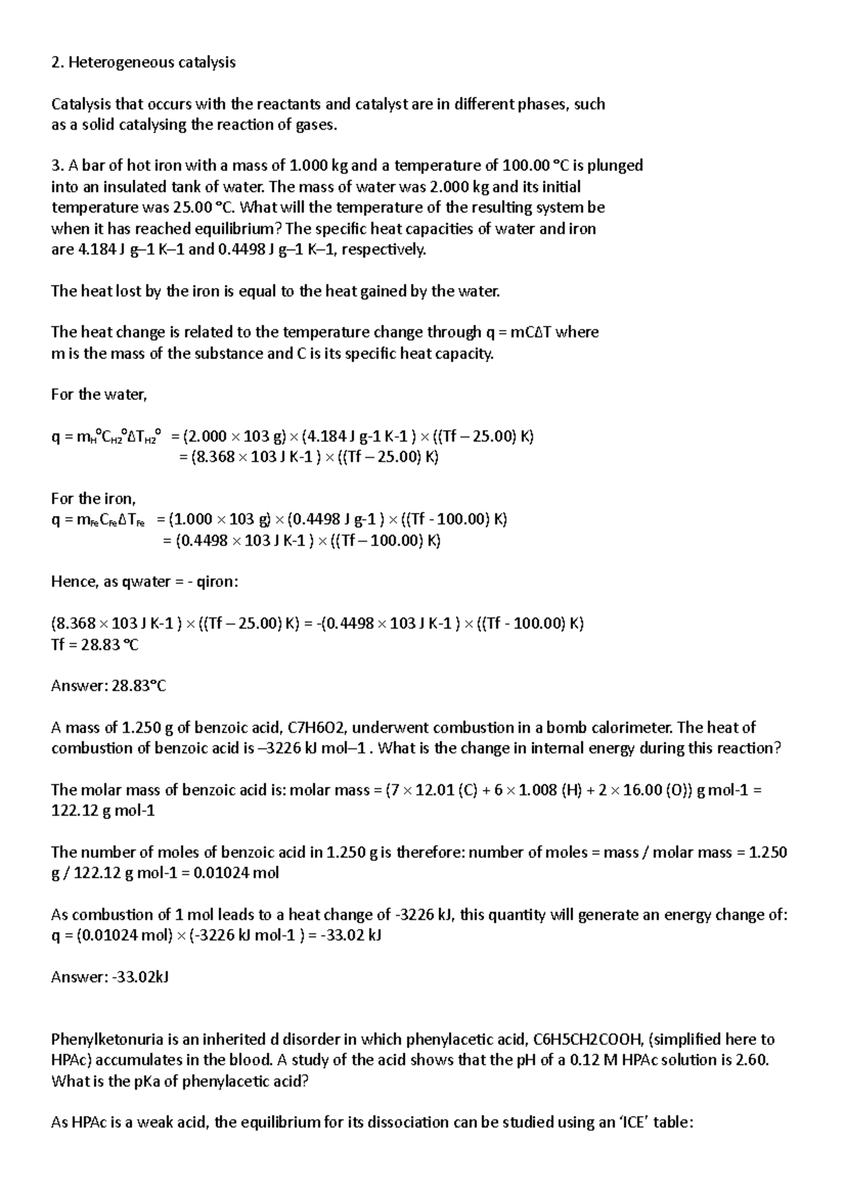 chemistry 2 exam. - Heterogeneous catalysis Catalysis that occurs with ...