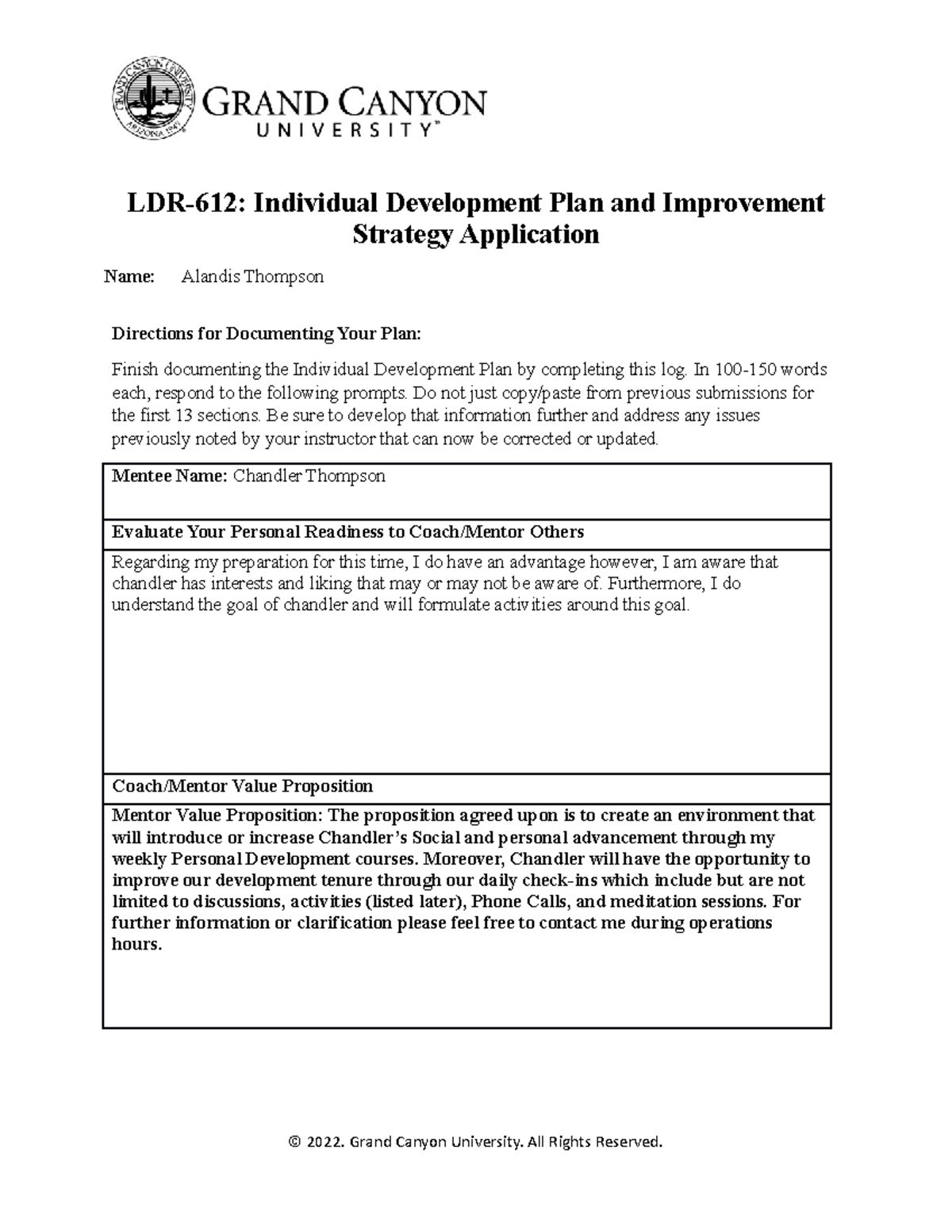 LDR-612-Strategy Application FIN - LDR-612: Individual Development Plan ...
