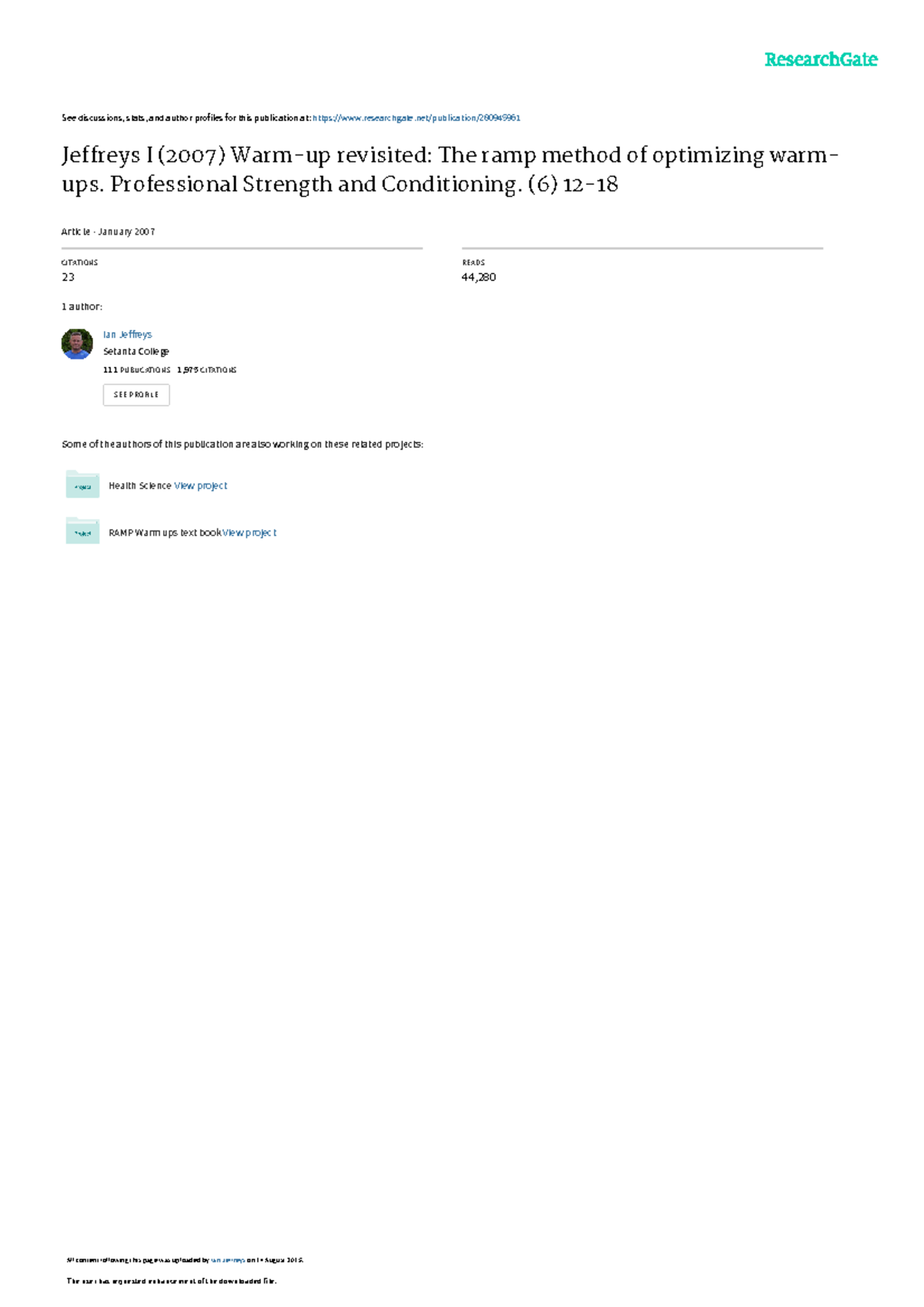 RAMP Protocol Warm-up - See discussions, stats, and author profiles for ...