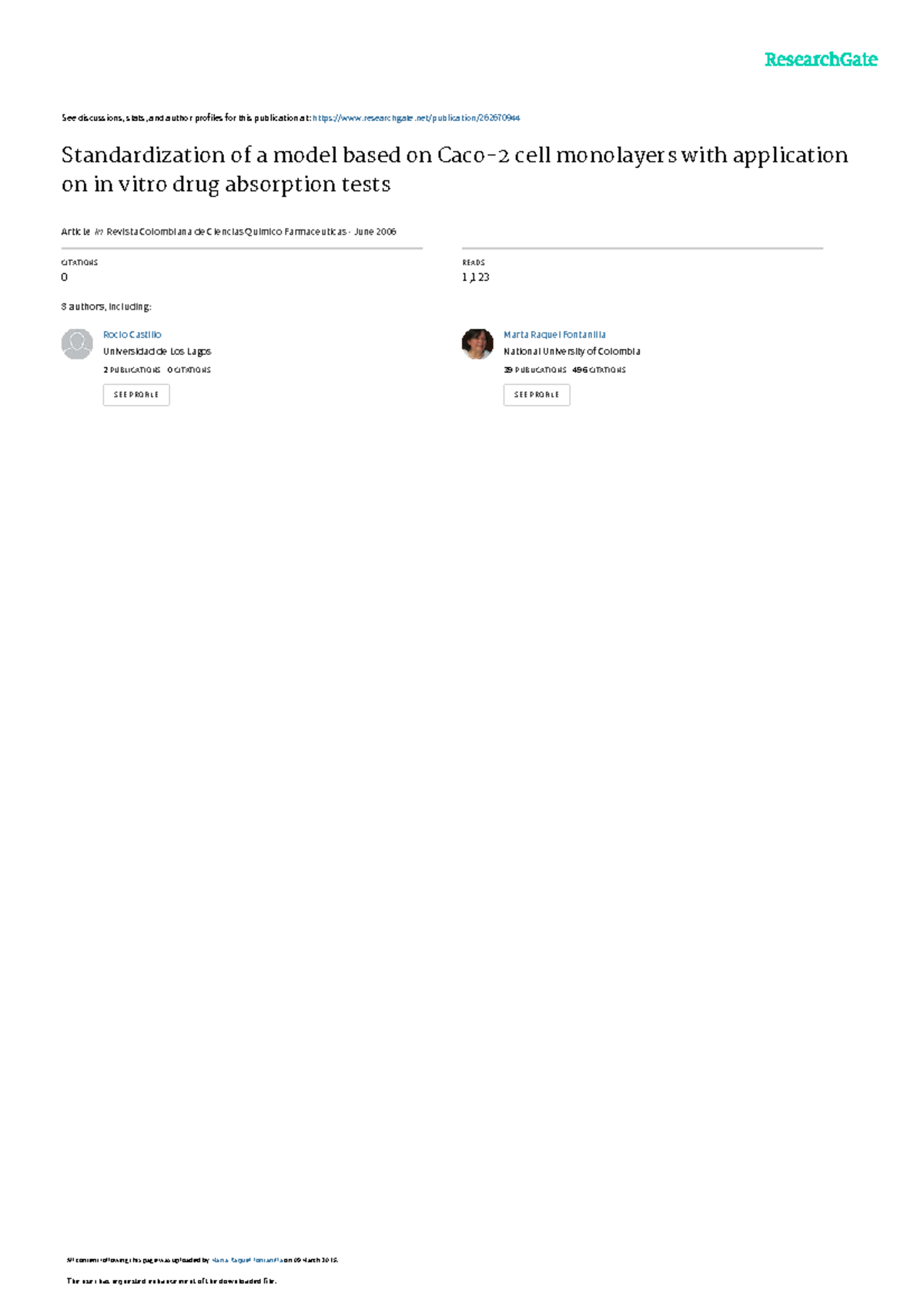 Standardization of a model based on Caco-2 cell mo - See discussions ...