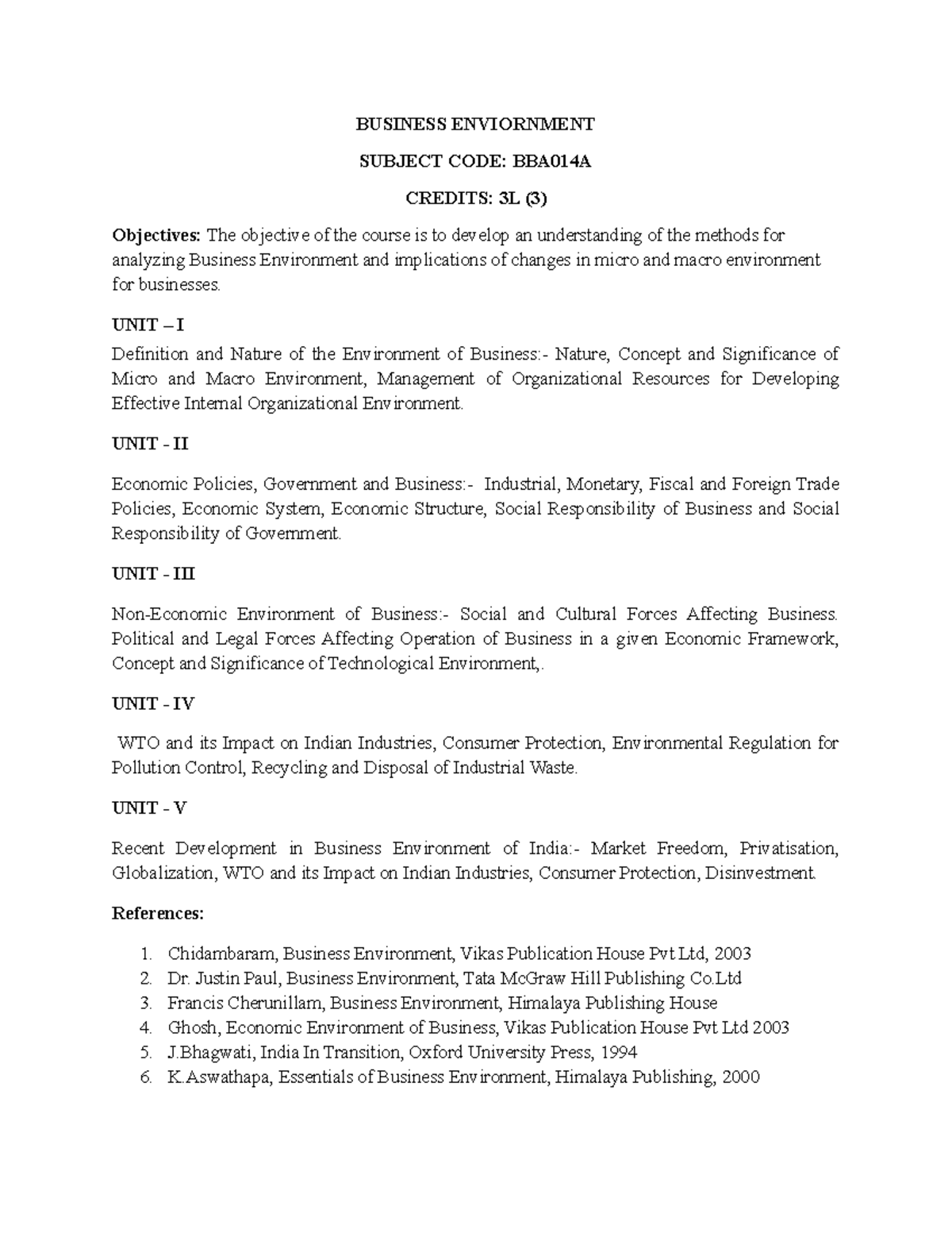 BE BBA notes - Unit 2 and unit 3 - BUSINESS ENVIORNMENT SUBJECT CODE ...