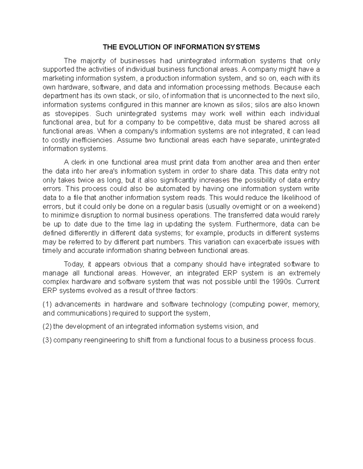 Lesson 4 THE Evolution OF Information Systems - THE EVOLUTION OF ...