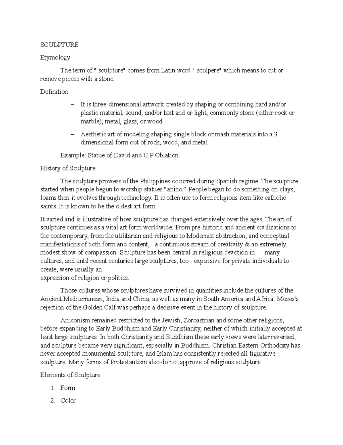 Sculpture - SCULPTURE Etymology The term of " sculpture" comes from ...