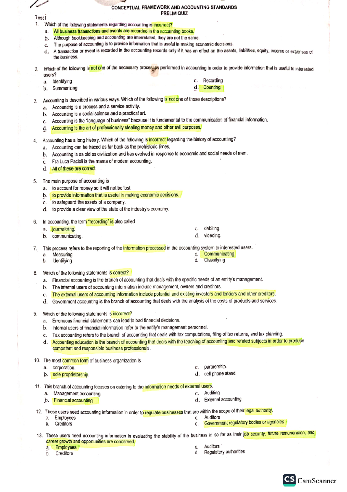 Conceptual framework and accounting standards (quiz) - Accountancy ...