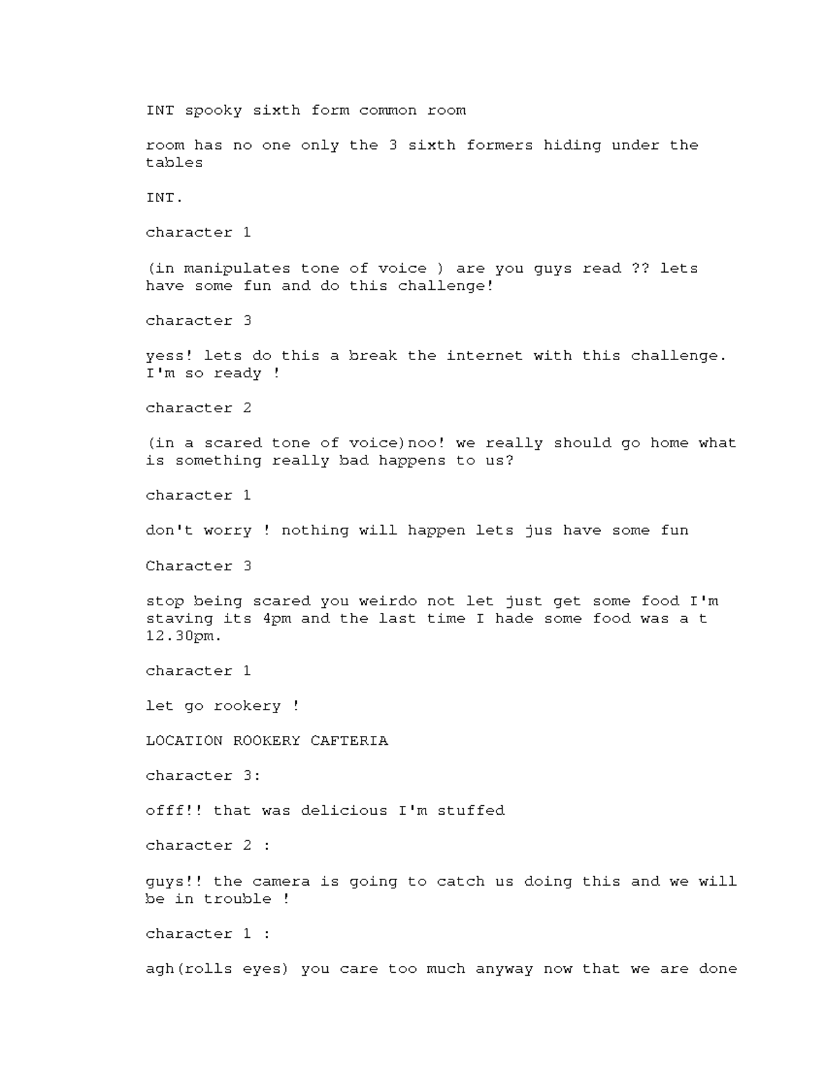 Script My Project - INT spooky sixth form common room room has no one ...