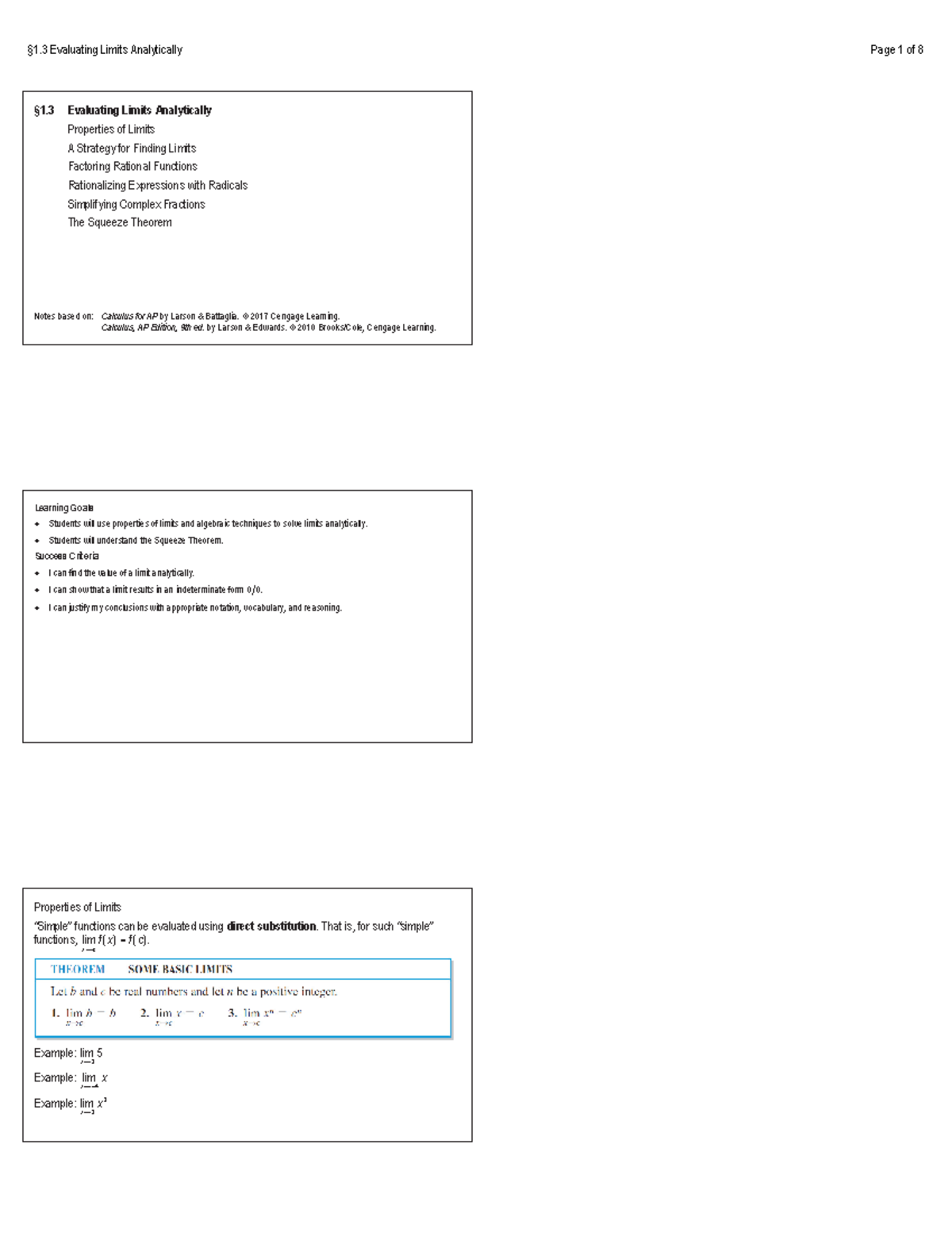 01.03 Notes - Notes based on: Calculus for AP by Larson & Battaglia ...