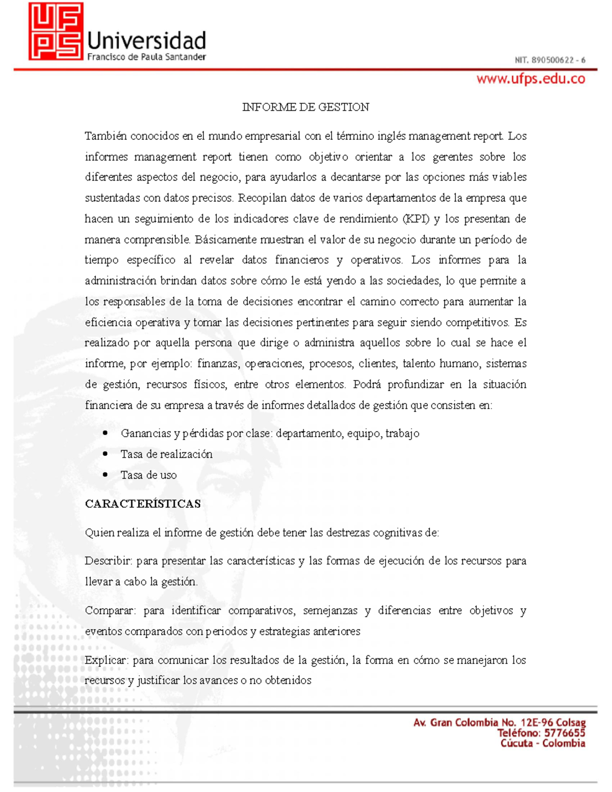 Informe de gestion 1 - INFORME DE GESTION También conocidos en el mundo ...